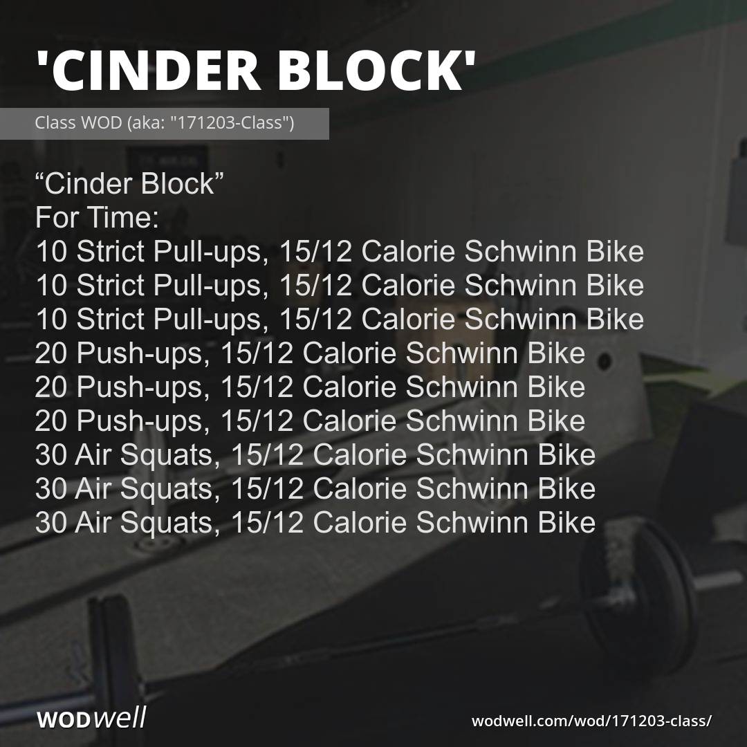 "Cinder Block" Workout, Class WOD (aka: "171203-Class") | WODwell
