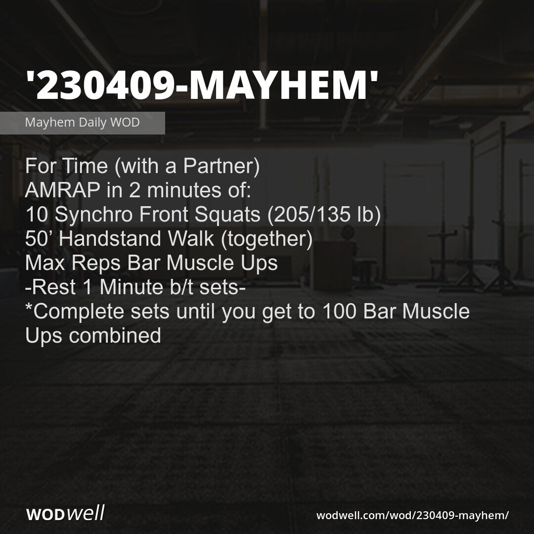 "230409-Mayhem" Workout, Mayhem Daily WOD | WODwell