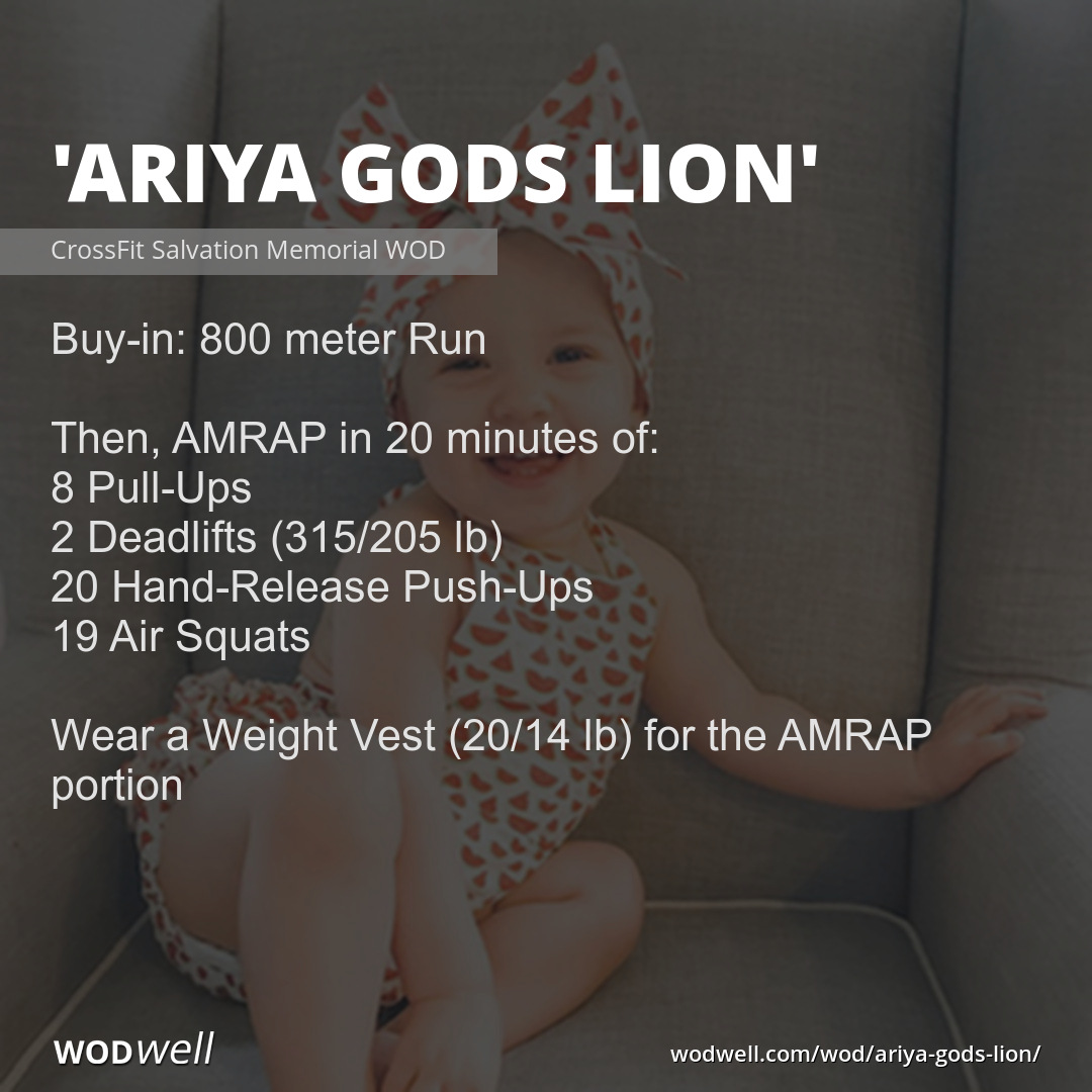 "Ariya Gods Lion" Workout, CrossFit Salvation Memorial WOD | WODwell