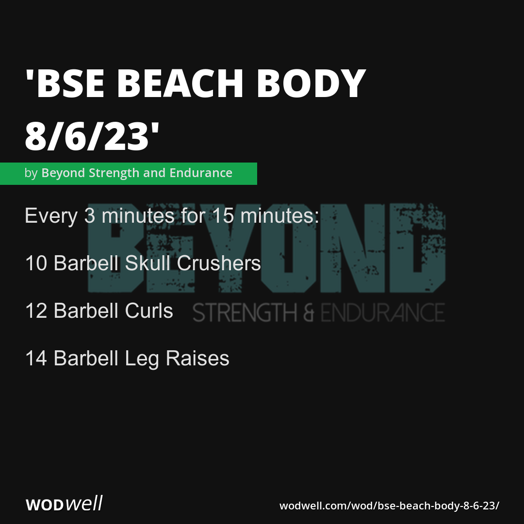 "BSE BEACH BODY 8/6/23" Workout, Coach Creation WOD | WODwell