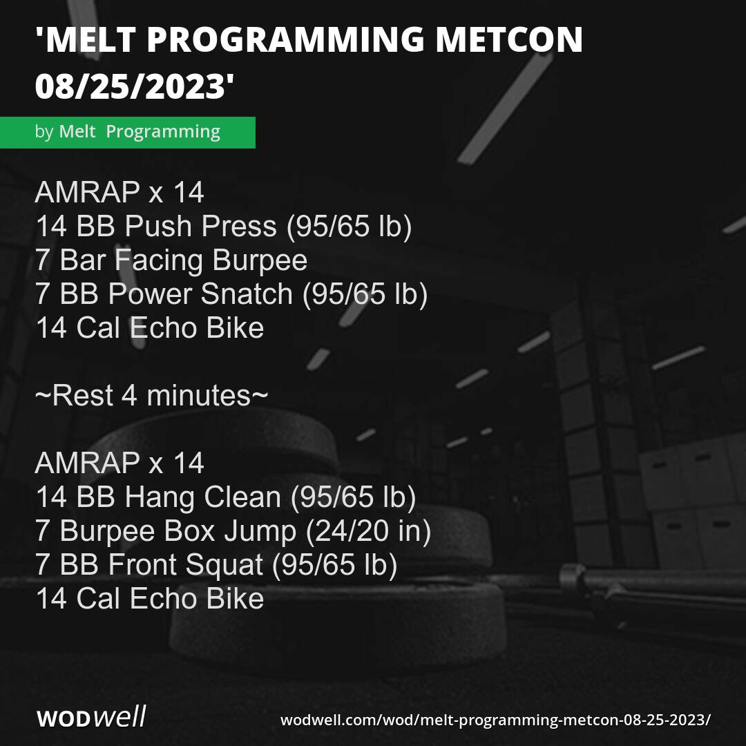 "Melt Programming MetCon 08/25/2023" Workout, Coach Creation WOD | WODwell