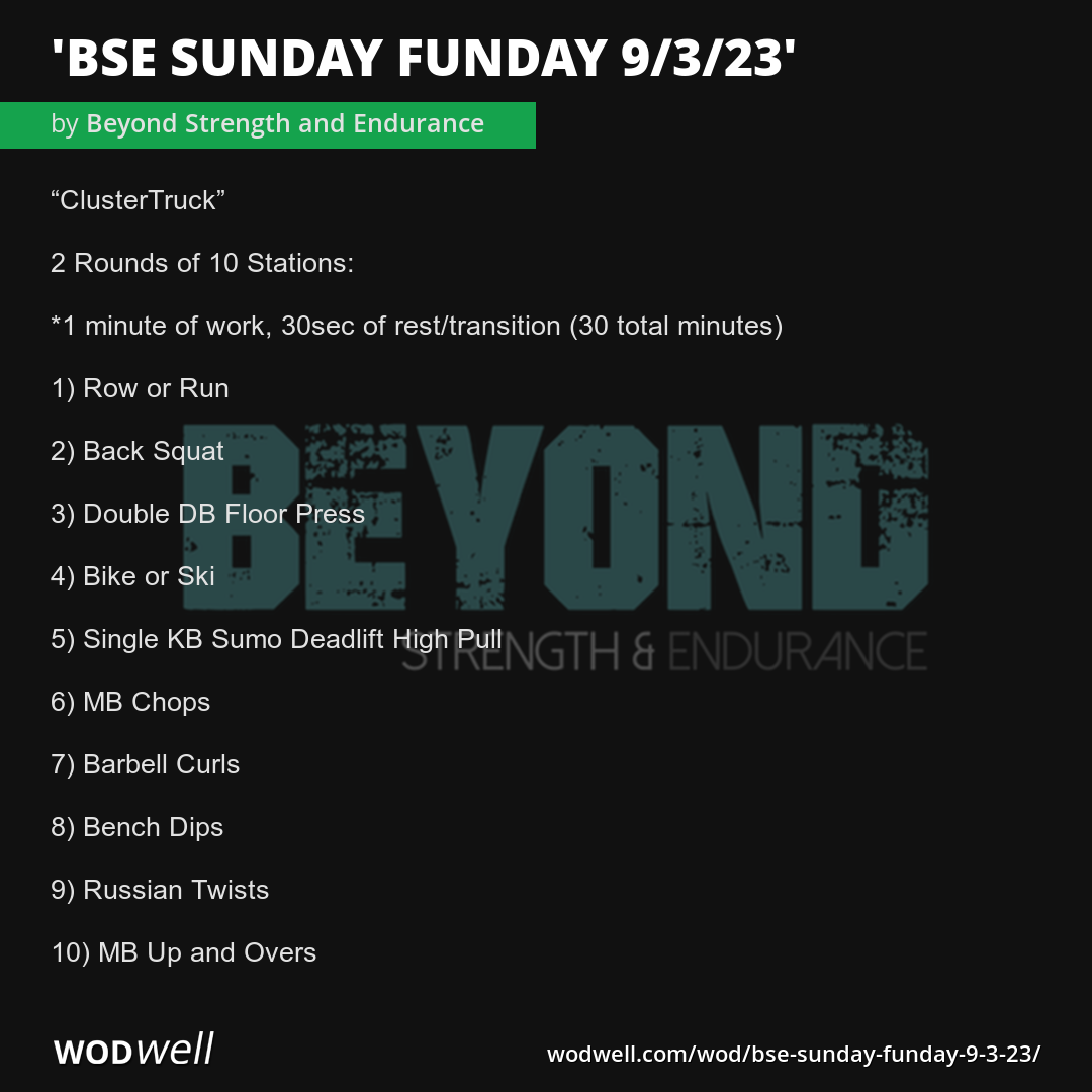 "BSE SUNDAY FUNDAY 9/3/23" Workout, Coach Creation WOD | WODwell