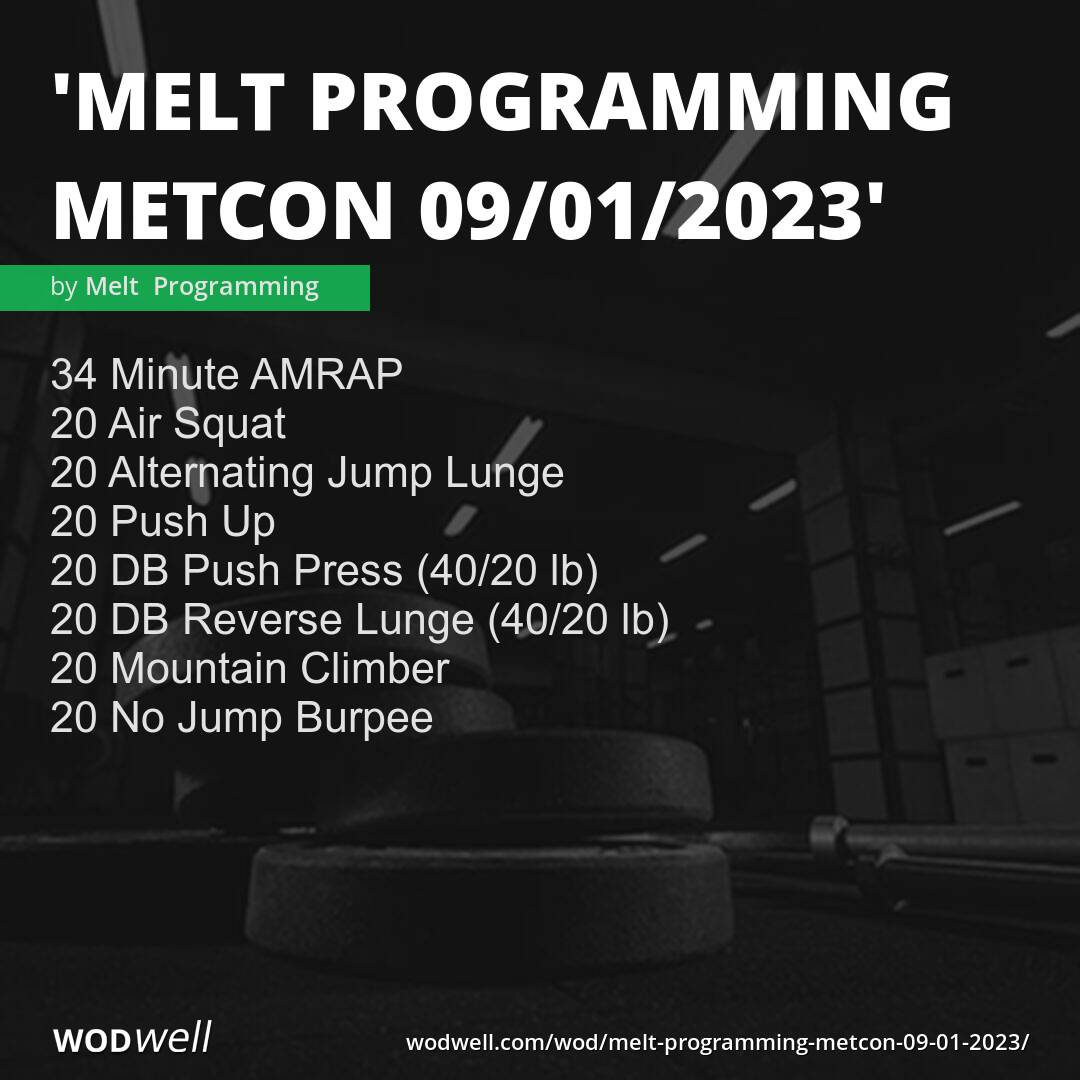 "Melt Programming MetCon 09/01/2023" Workout, Coach Creation WOD | WODwell