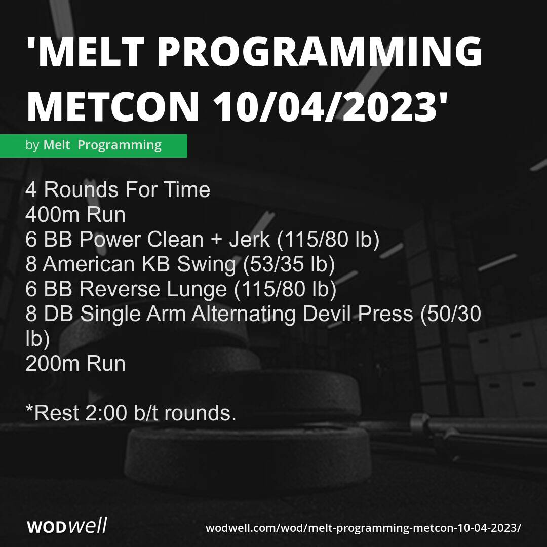"Melt Programming MetCon 10/04/2023" Workout, Coach Creation WOD | WODwell