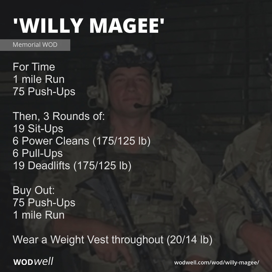"Willy Magee" Workout, Memorial WOD | WODwell