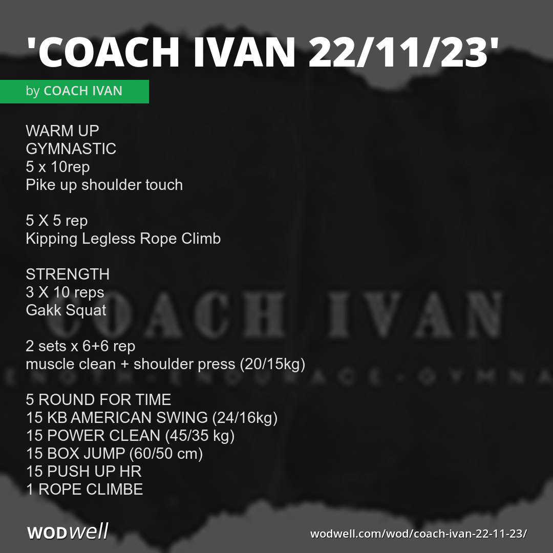 "COACH IVAN 22/11/23" Workout, Coach Creation WOD | WODwell