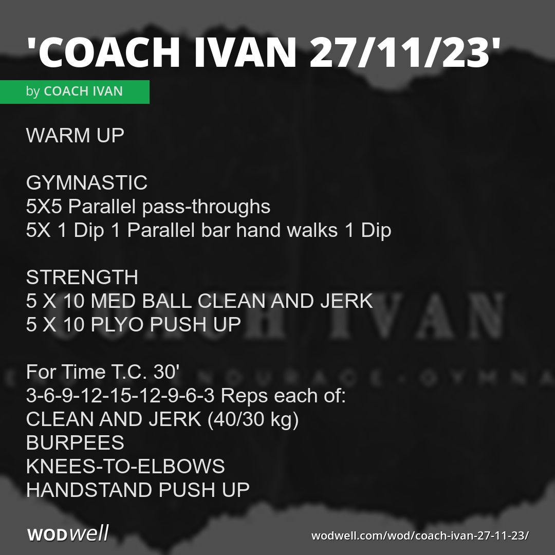 "COACH IVAN 27/11/23" Workout, Coach Creation WOD | WODwell
