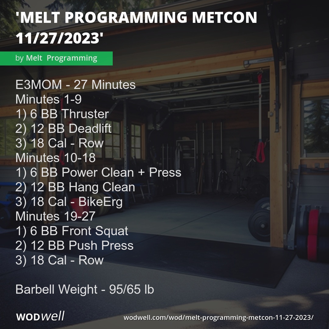 "Melt Programming MetCon 11/27/2023" Workout, Coach Creation WOD | WODwell