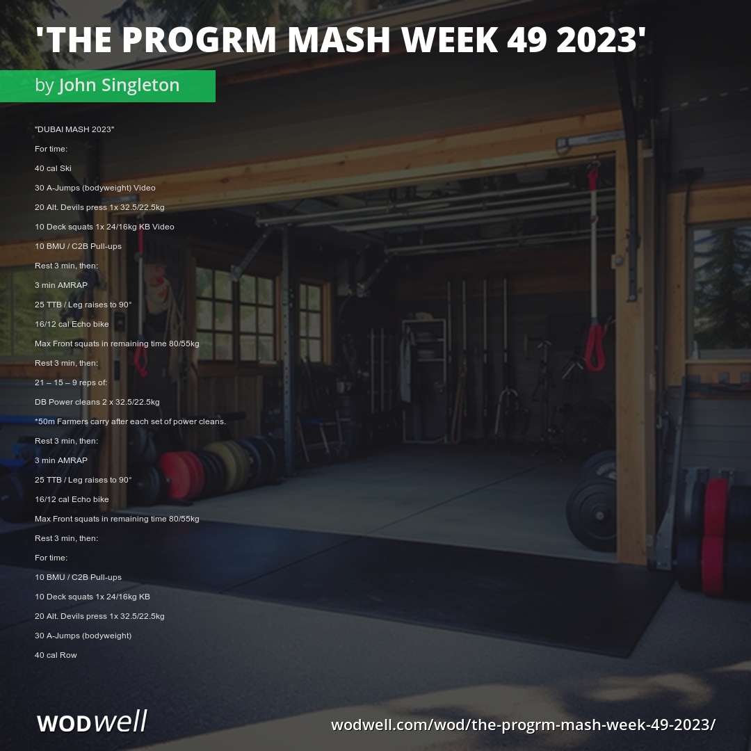"THE PROGRM MASH WEEK 49 2023" Workout, Coach Creation WOD | WODwell