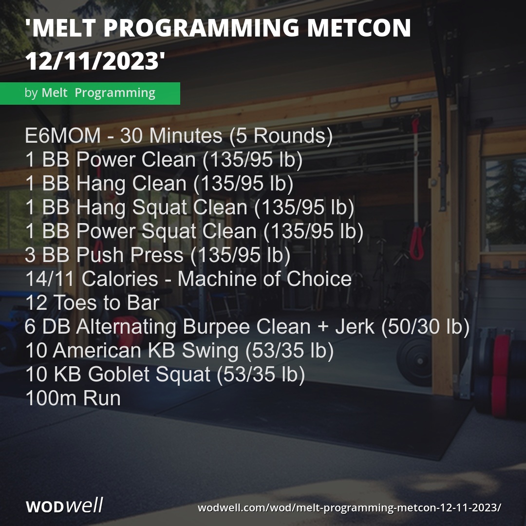 "Melt Programming MetCon 12/11/2023" Workout, Coach Creation WOD | WODwell