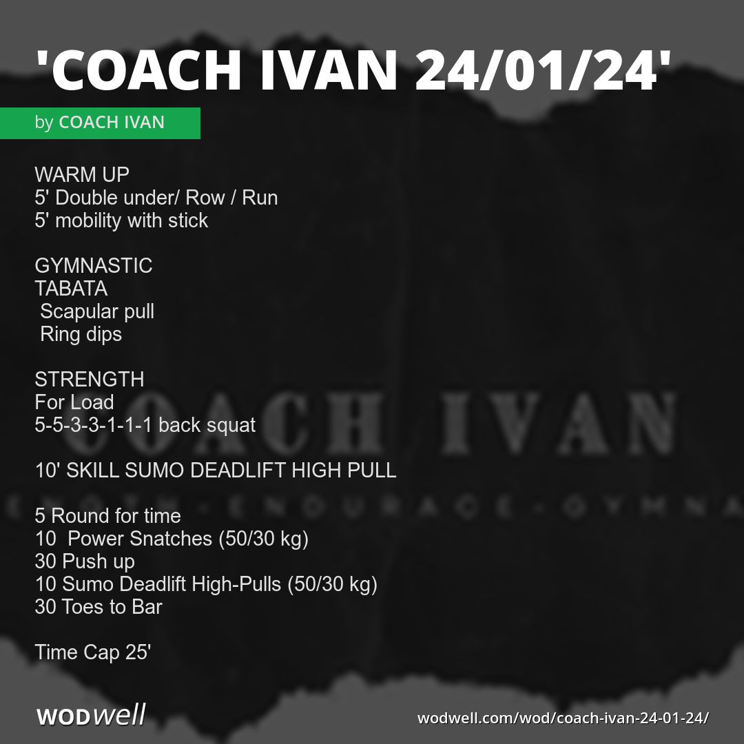 "COACH IVAN 24/01/24" Workout, Coach Creation WOD | WODwell