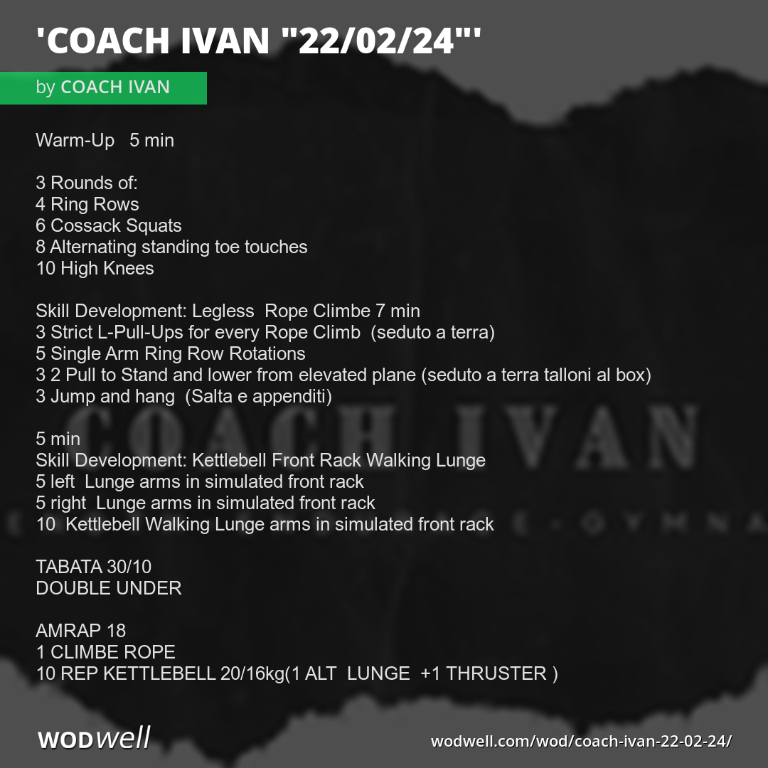 "COACH IVAN "22/02/24"" Workout, Coach Creation WOD | WODwell