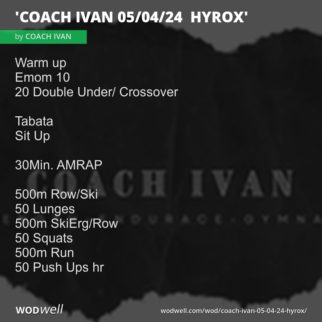 "COACH IVAN 05/04/24 HYROX" Workout, Coach Creation WOD | WODwell