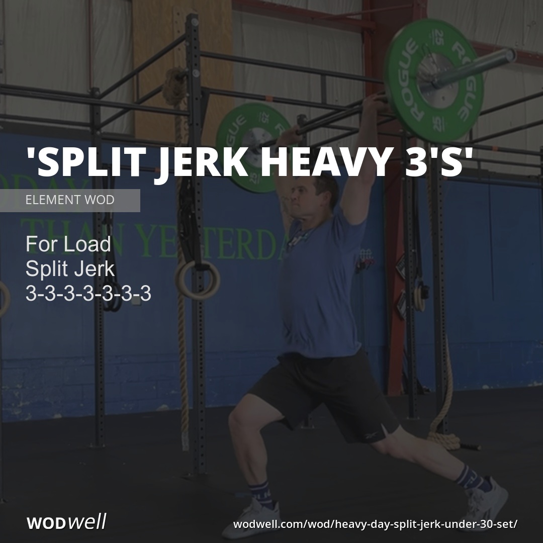 "Split Jerk Heavy 3's" Workout, ELEMENT WOD | WODwell