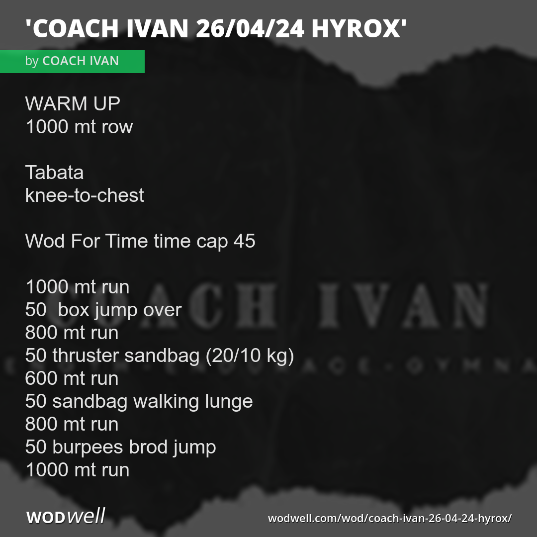 "COACH IVAN 26/04/24 HYROX" Workout, Coach Creation WOD | WODwell