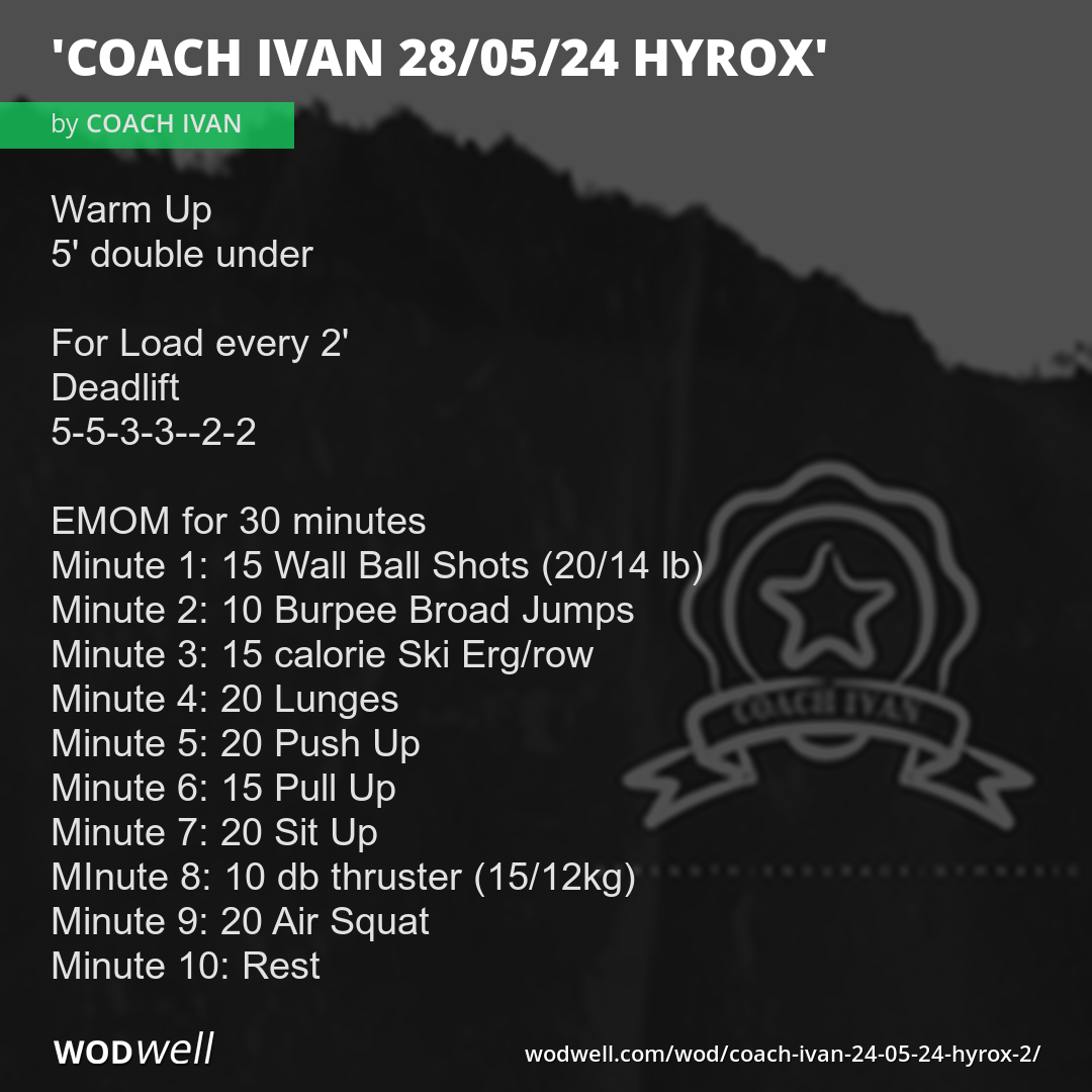 "COACH IVAN 28/05/24 HYROX" Workout, Coach Creation WOD | WODwell