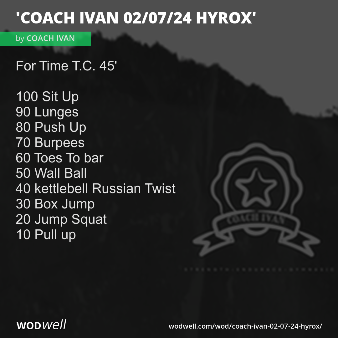 "COACH IVAN 02/07/24 HYROX" Workout, Coach Creation WOD | WODwell