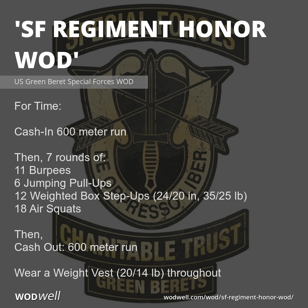 "SF Regiment Honor WOD" Workout, US Green Beret Special Forces WOD ...