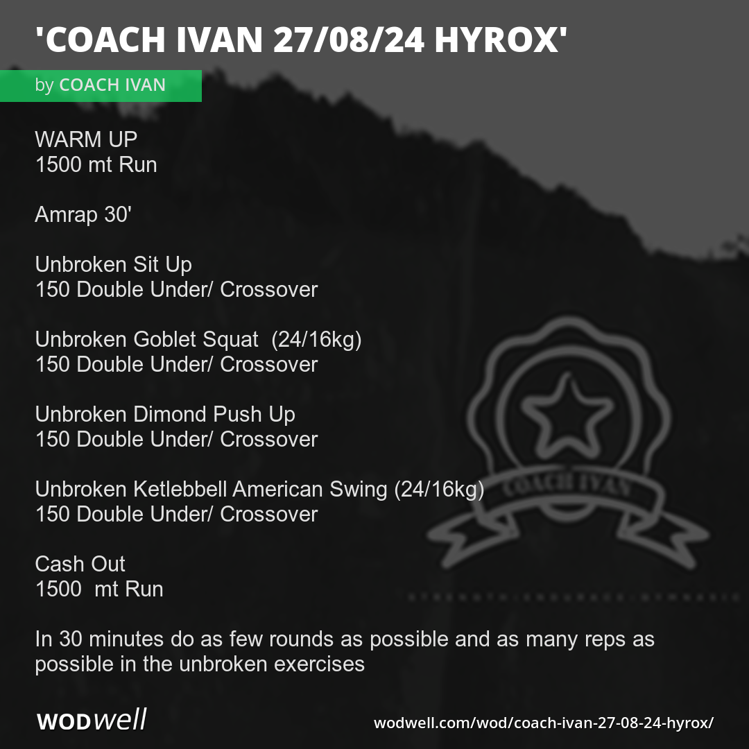 "COACH IVAN 27/08/24 HYROX" Workout, Coach Creation WOD | WODwell