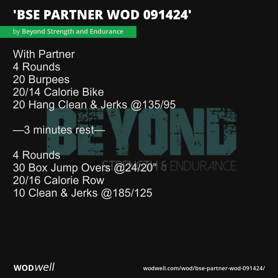 "bse partner wod 091424" Workout, Coach Creation WOD | WODwell