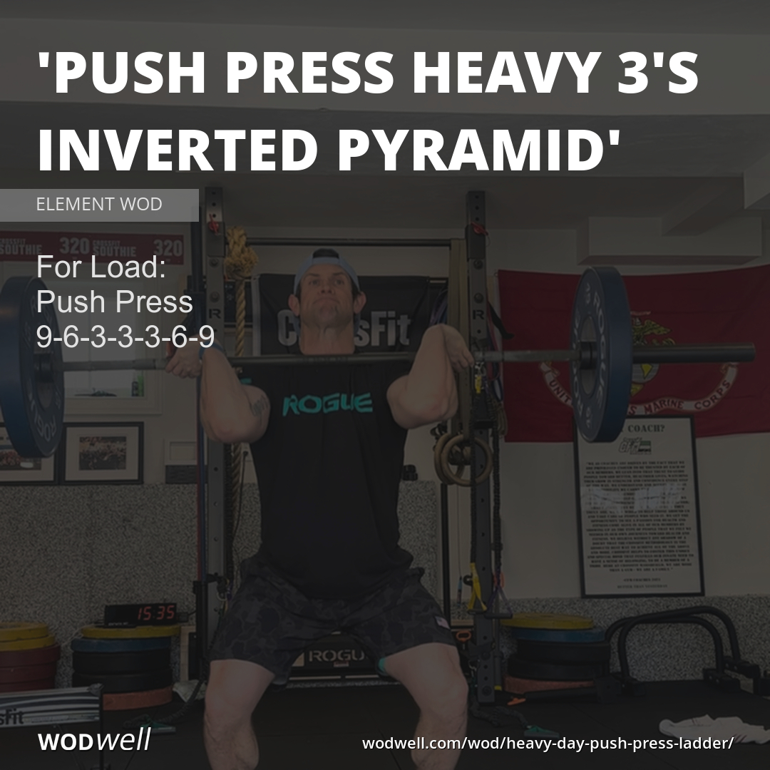 "Push Press Heavy 3's Inverted Pyramid" Workout, ELEMENT WOD | WODwell