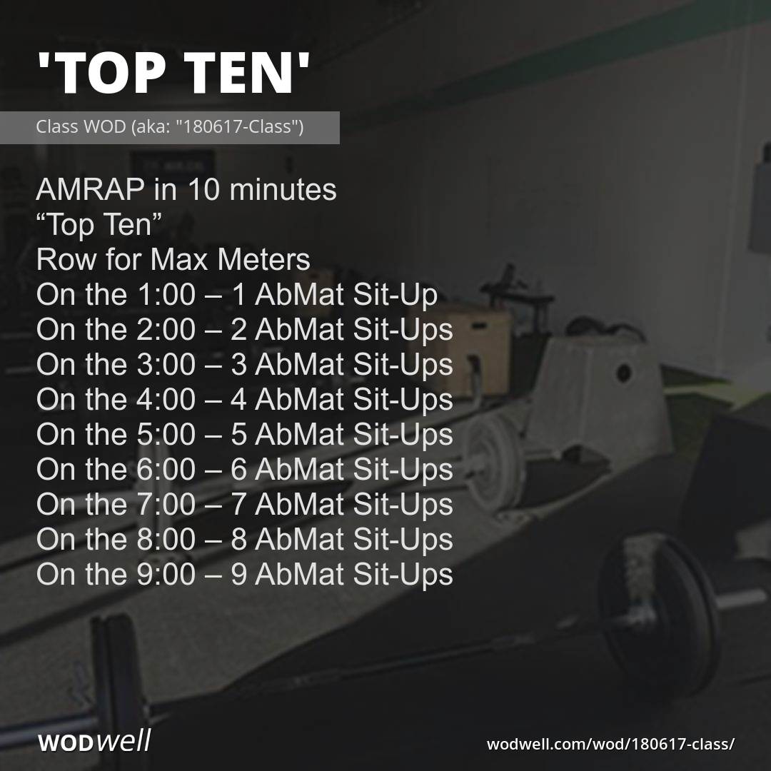 "Top Ten" Workout, Class WOD (aka: "180617-Class") | WODwell