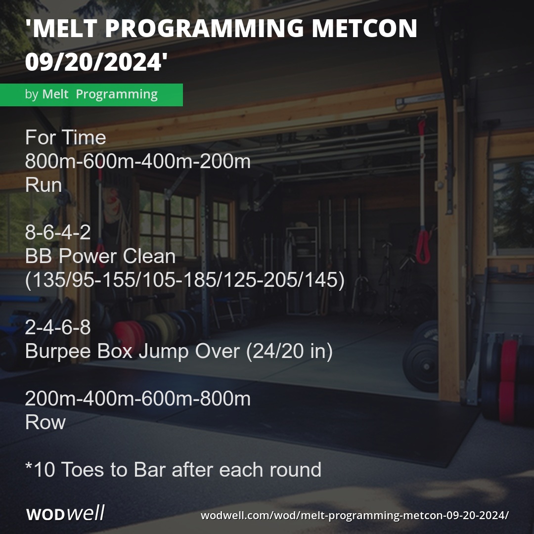 "Melt Programming MetCon 09/20/2024" Workout, Coach Creation WOD | WODwell