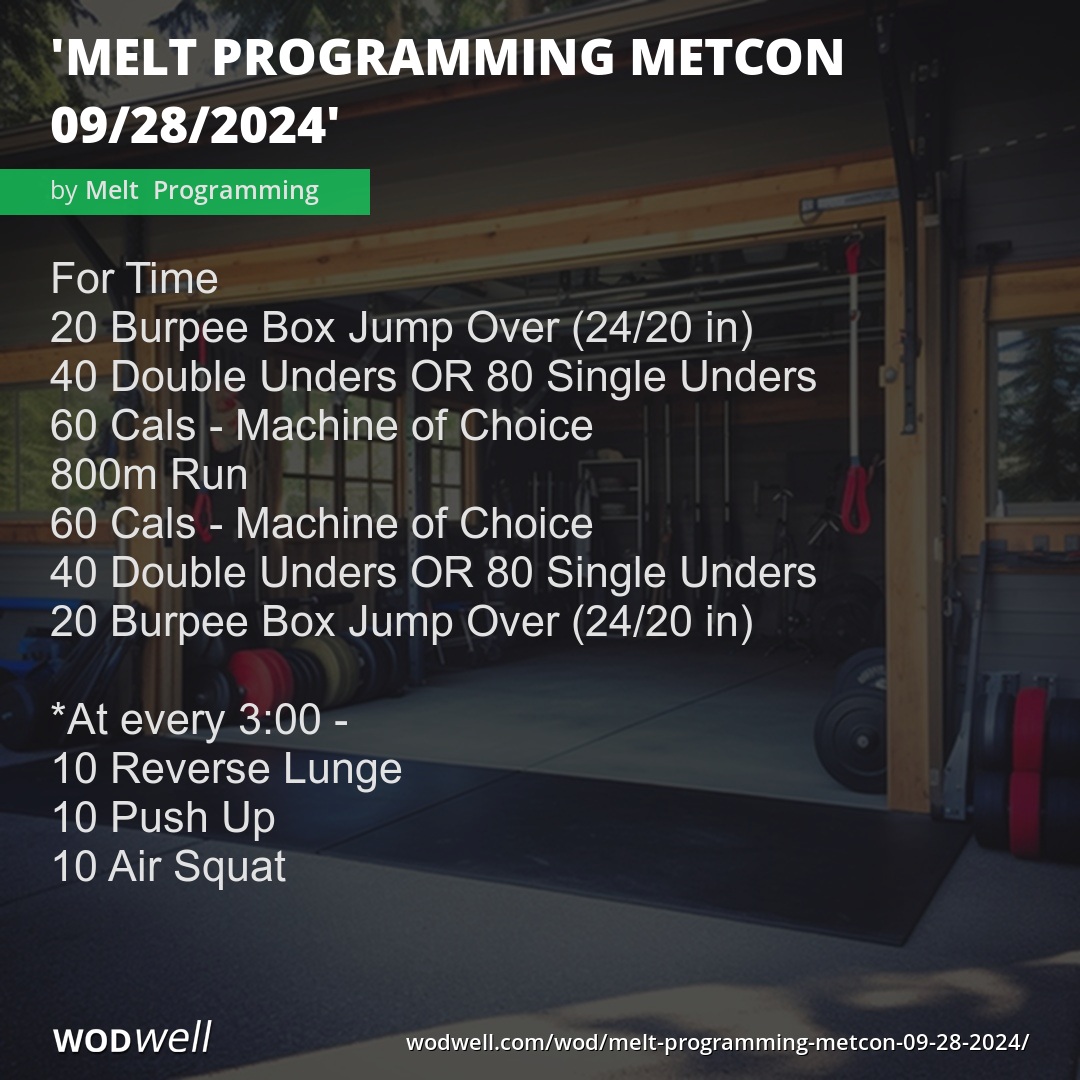 "Melt Programming MetCon 09/28/2024" Workout, Coach Creation WOD | WODwell