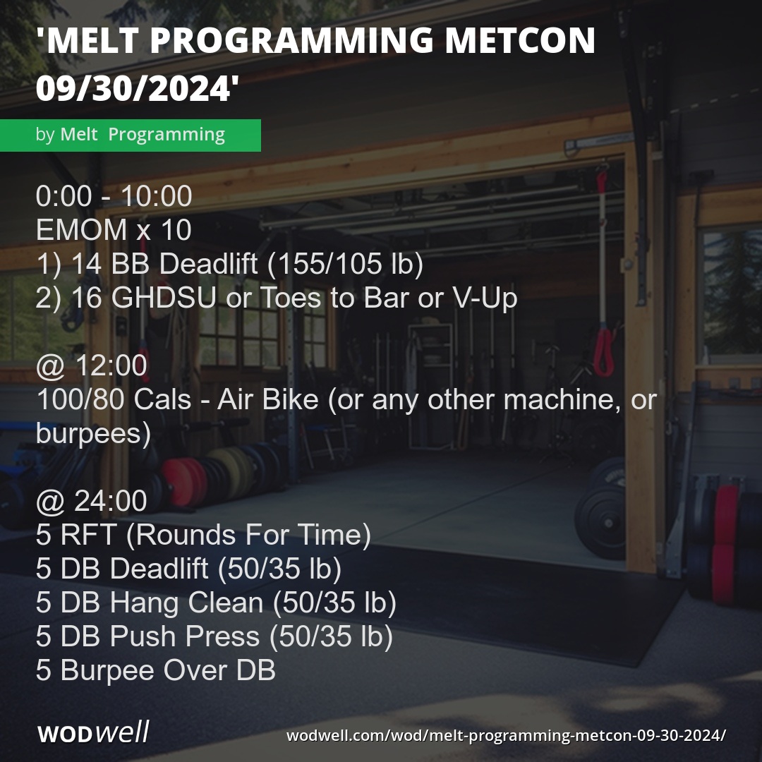 "Melt Programming MetCon 09/30/2024" Workout, Coach Creation WOD | WODwell