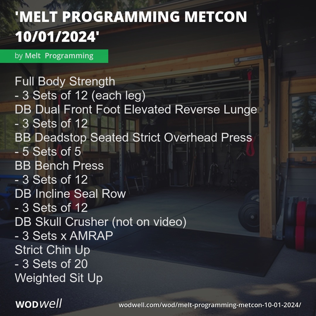 "Melt Programming MetCon 10/01/2024" Workout, Coach Creation WOD | WODwell
