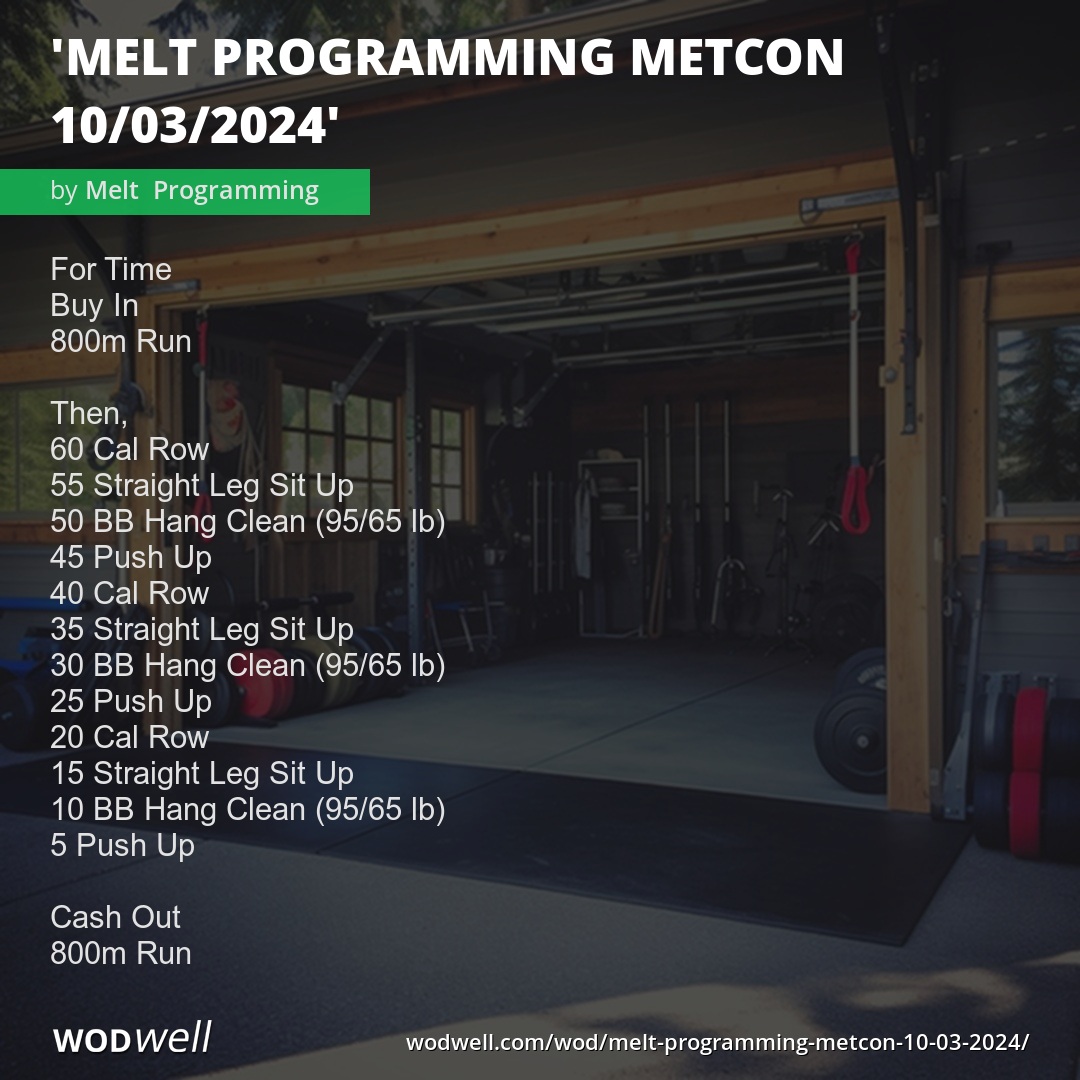 "Melt Programming MetCon 10/03/2024" Workout, Coach Creation WOD | WODwell