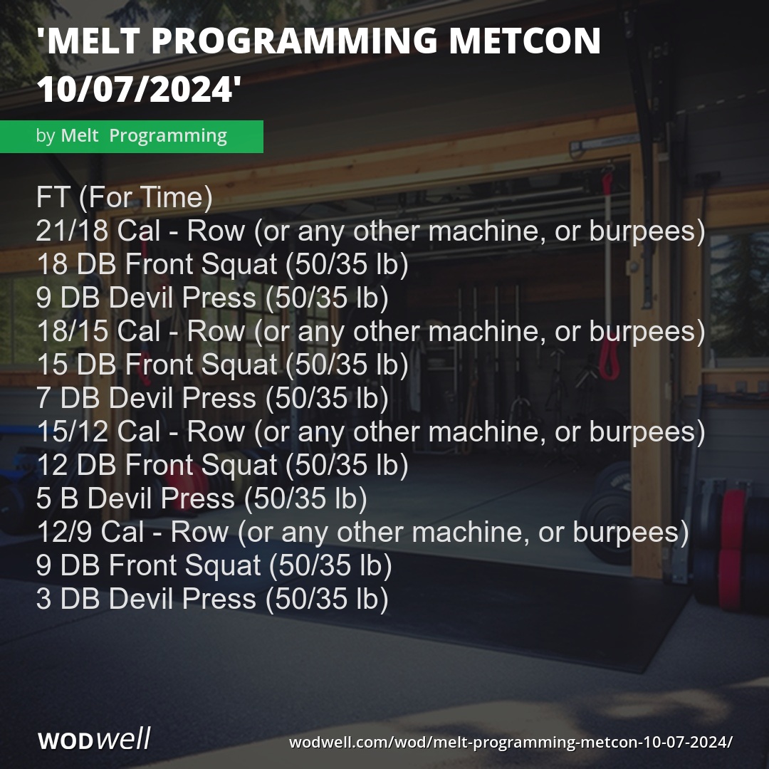 "Melt Programming MetCon 10/07/2024" Workout, Coach Creation WOD | WODwell