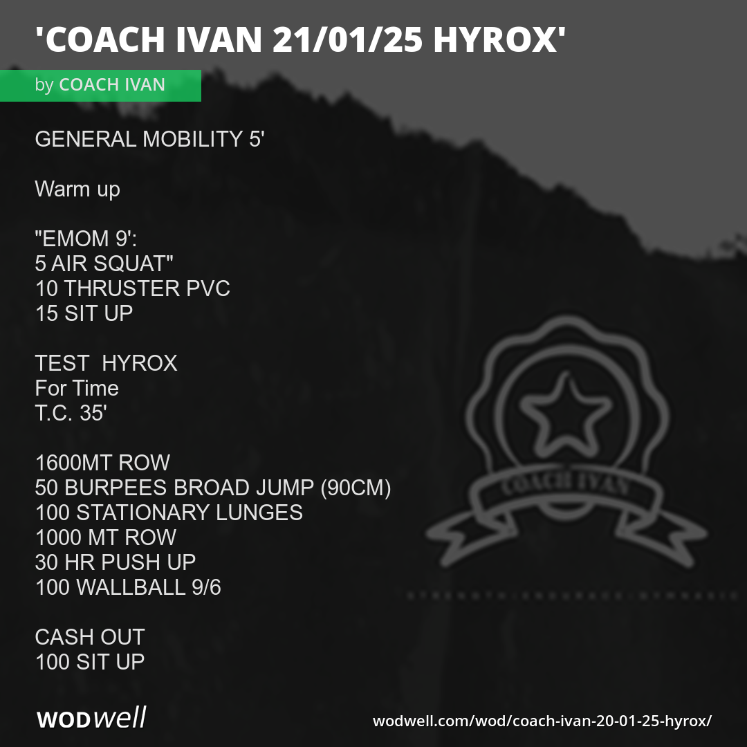 "COACH IVAN 21/01/25 HYROX" Workout, Coach Creation WOD | WODwell