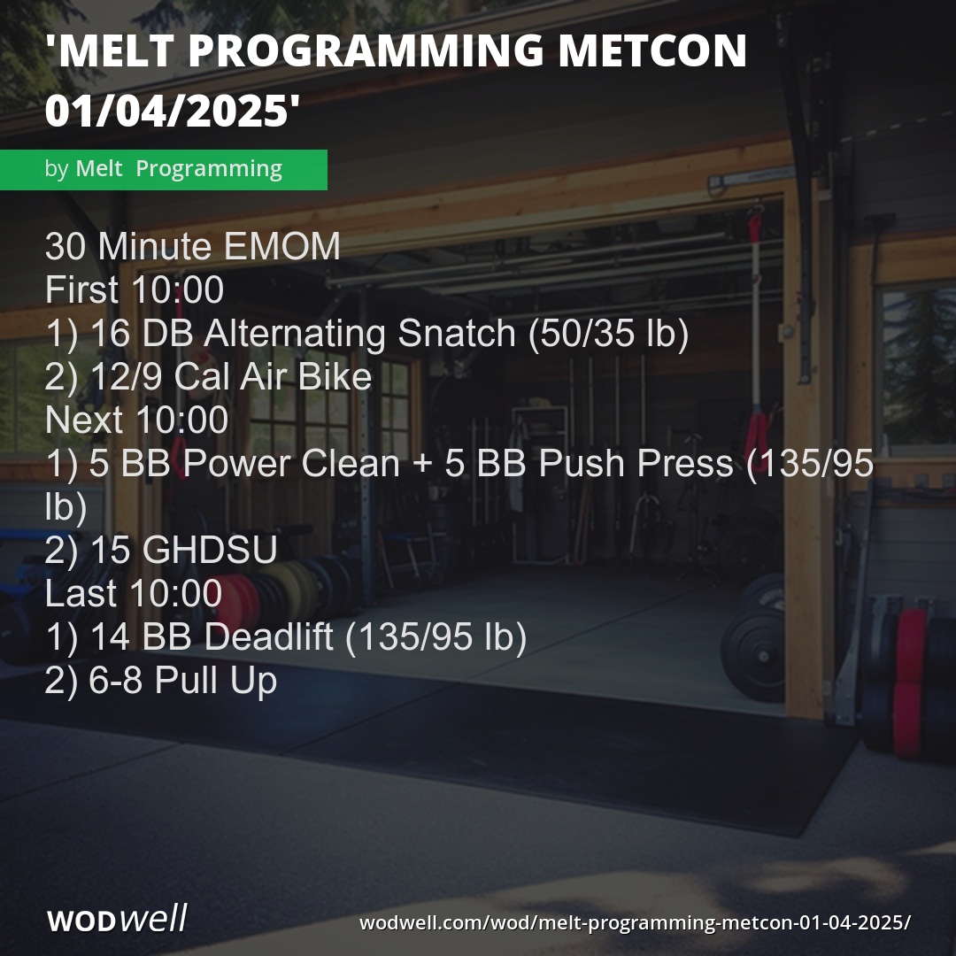 "Melt Programming MetCon 01/04/2025" Workout, Coach Creation WOD | WODwell