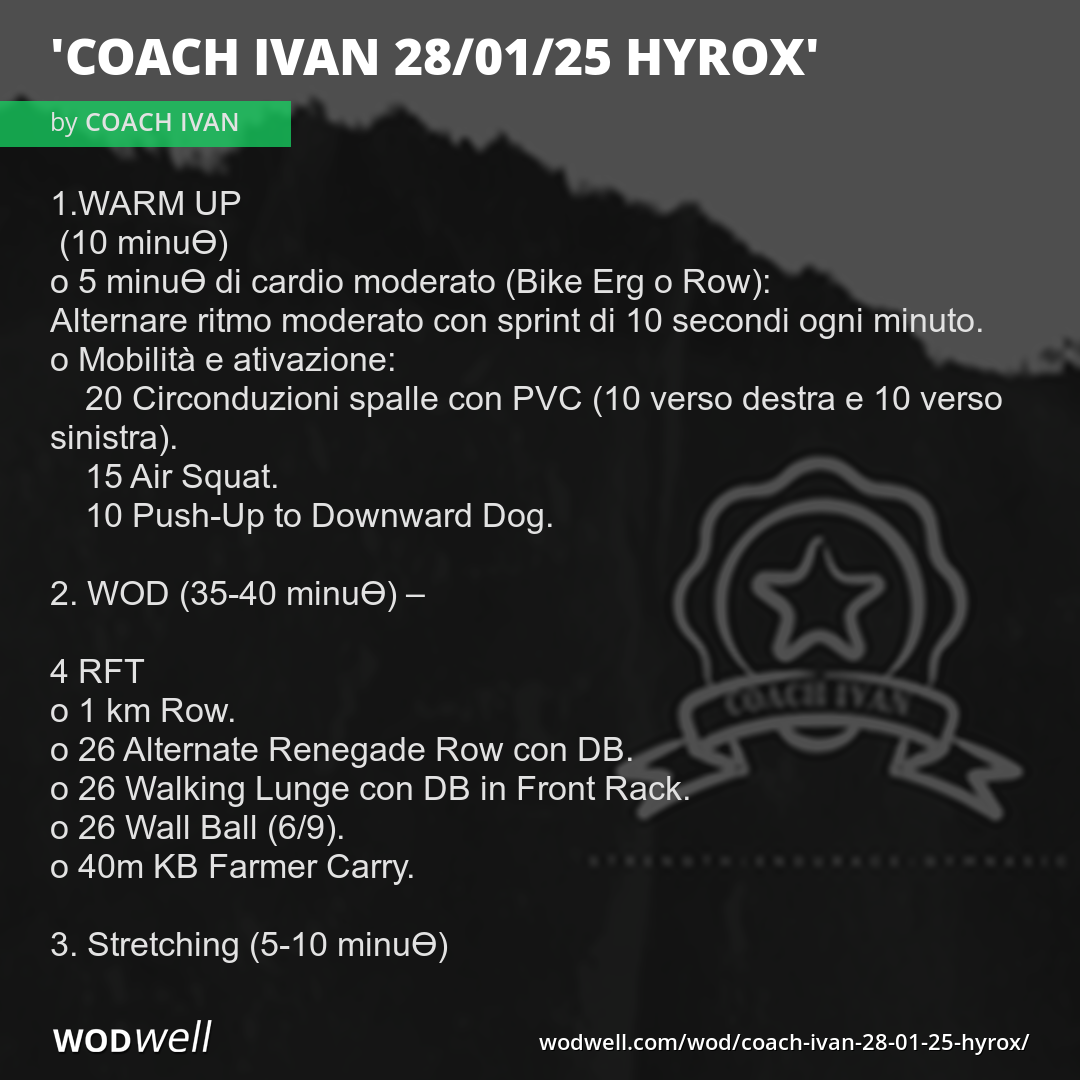 "COACH IVAN 28/01/25 HYROX" Workout, Coach Creation WOD | WODwell