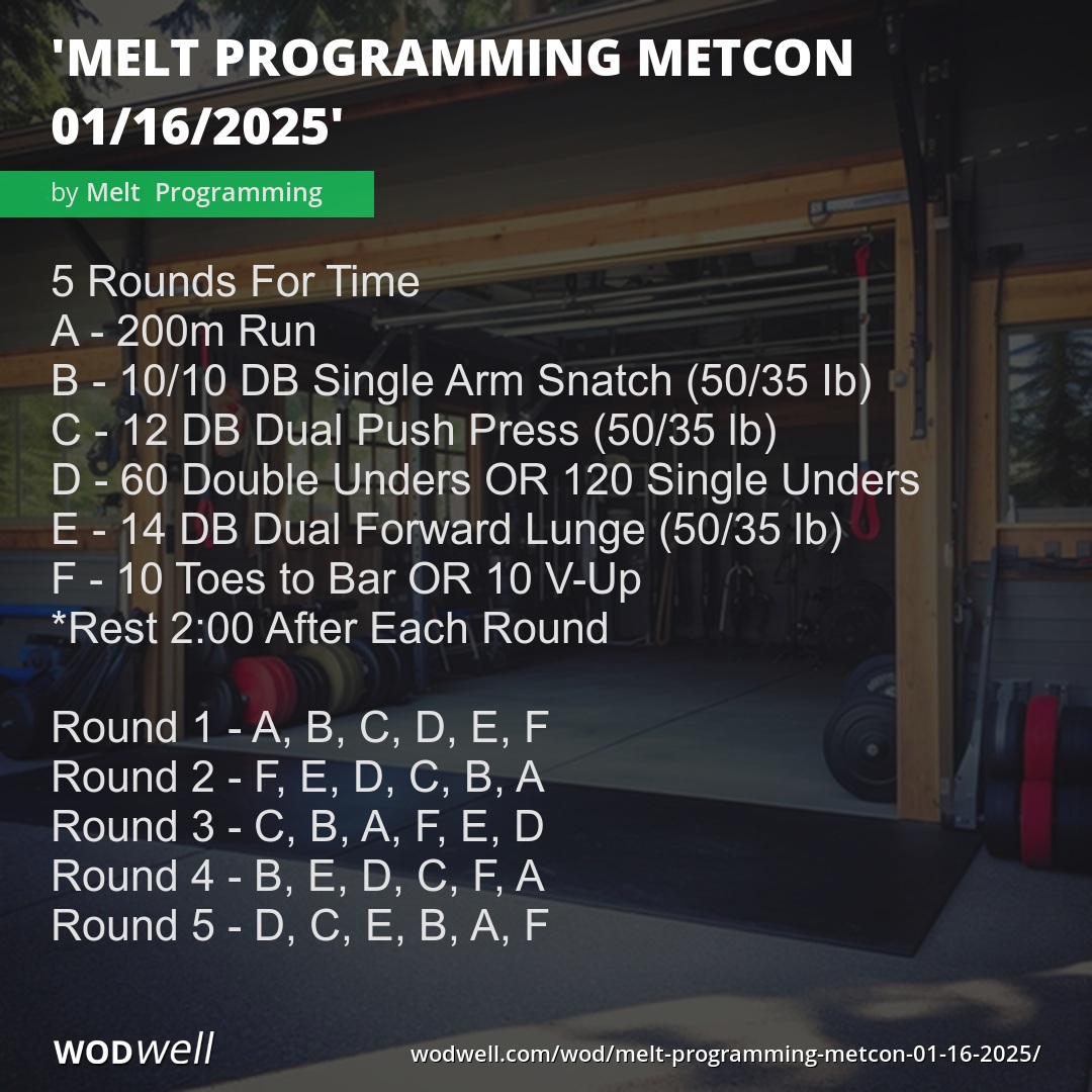 "Melt Programming MetCon 01/16/2025" Workout, Coach Creation WOD | WODwell