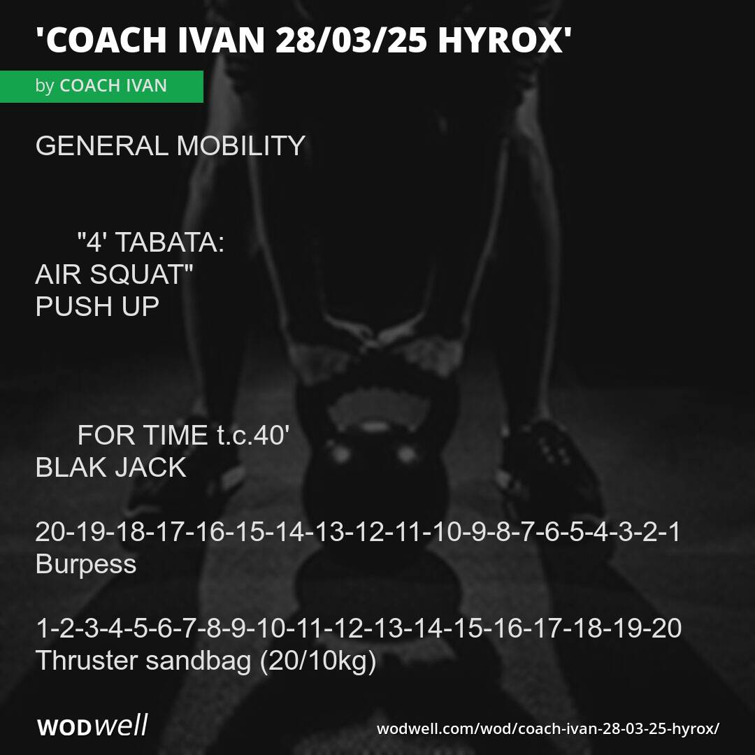 "COACH IVAN 28/03/25 HYROX" Workout, Coach Creation WOD | WODwell