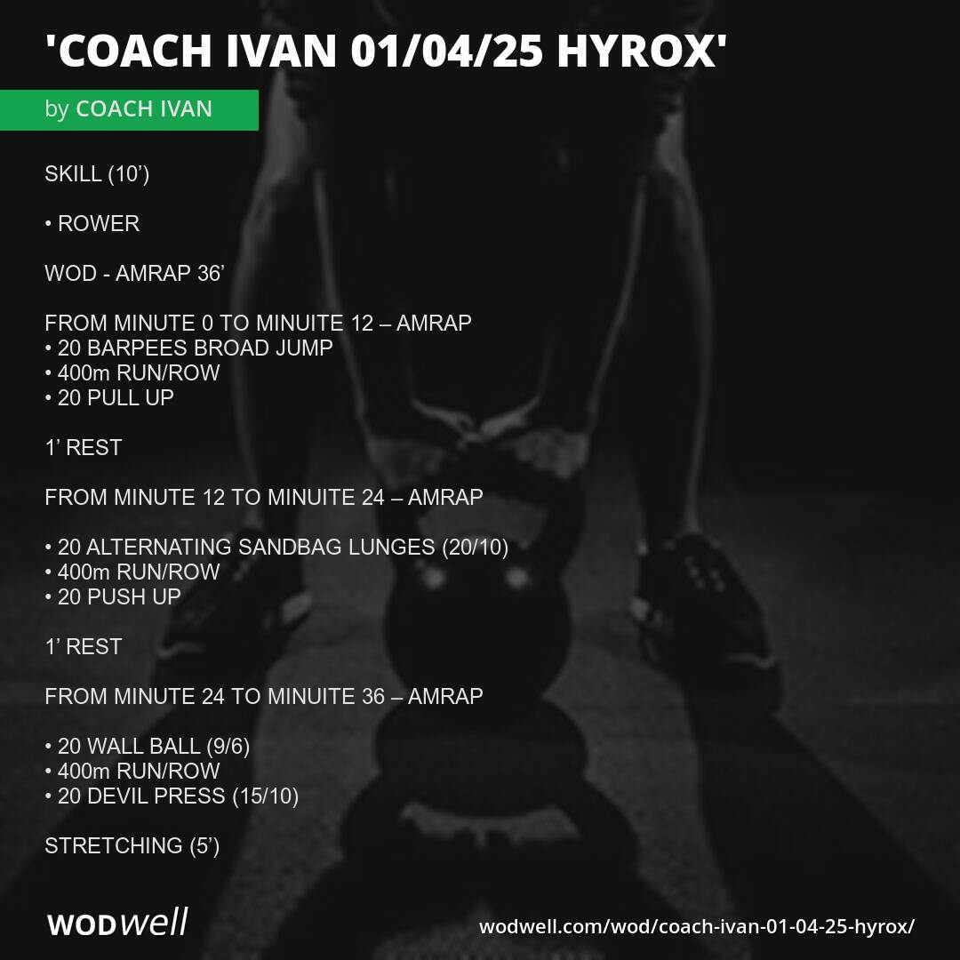 "COACH IVAN 01/04/25 HYROX" Workout, Coach Creation WOD | WODwell