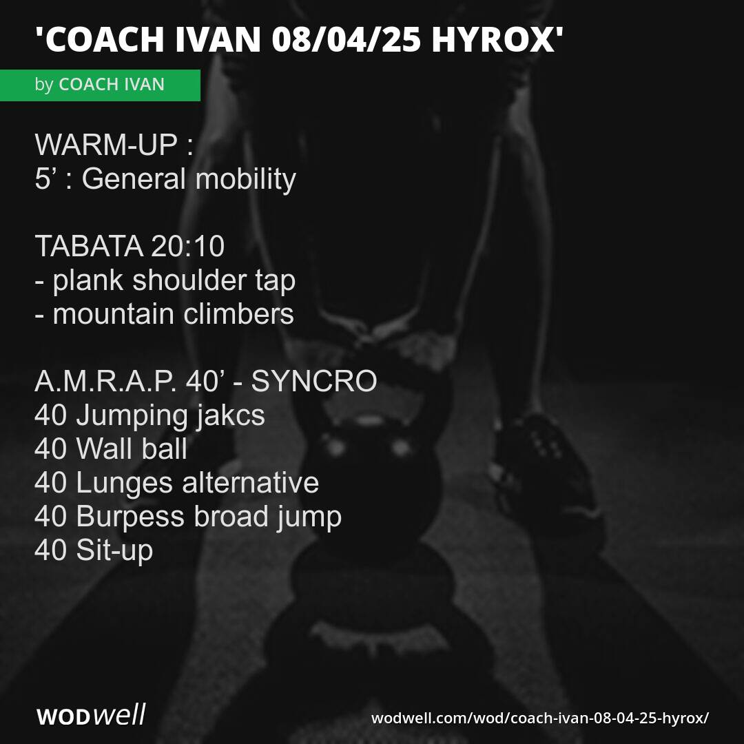 "COACH IVAN 08/04/25 HYROX" Workout, Coach Creation WOD | WODwell