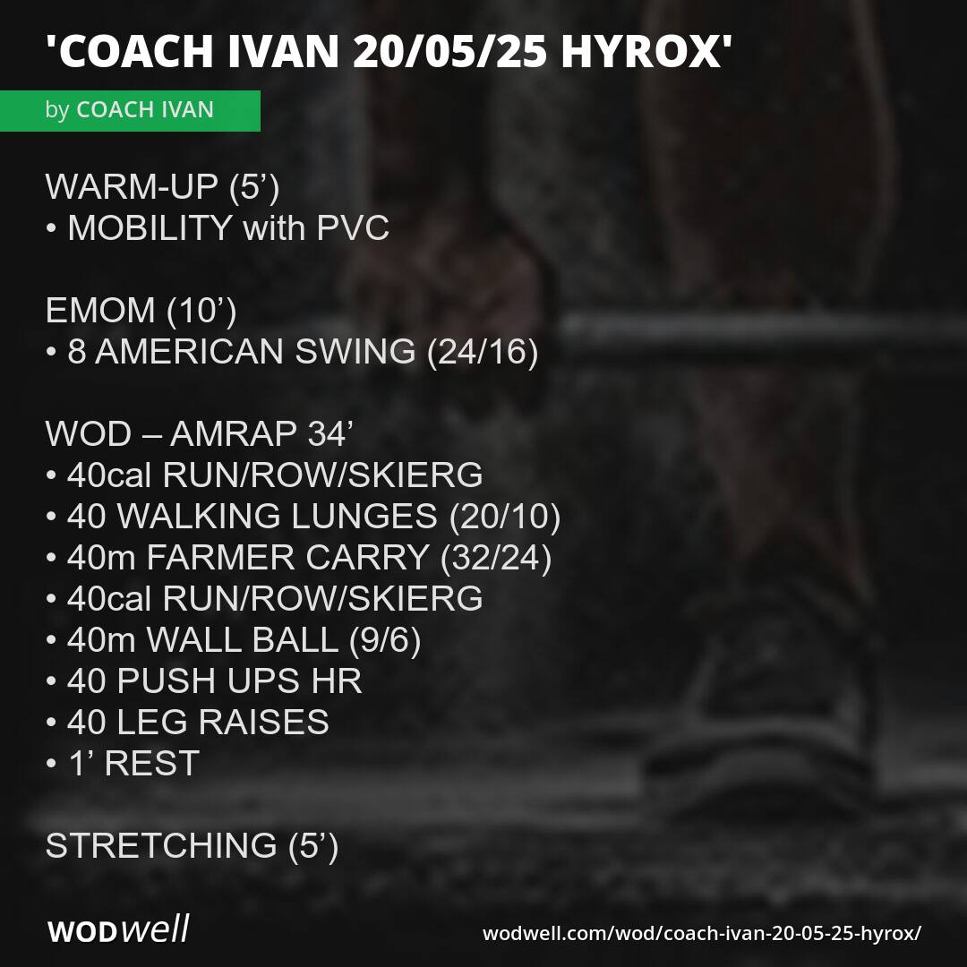 "COACH IVAN 20/05/25 HYROX" Workout, Coach Creation WOD | WODwell