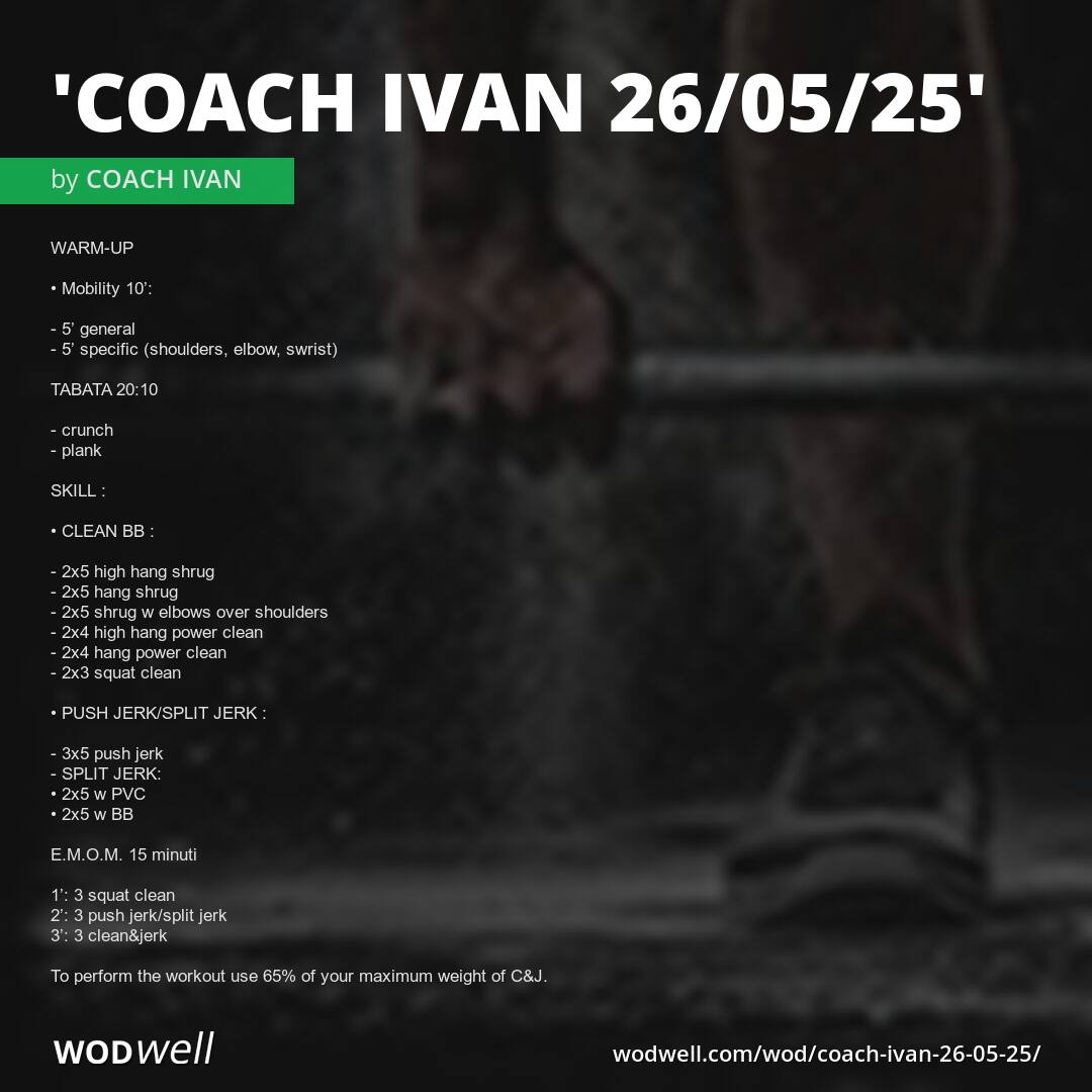 "COACH IVAN 26/05/25" Workout, Coach Creation WOD | WODwell