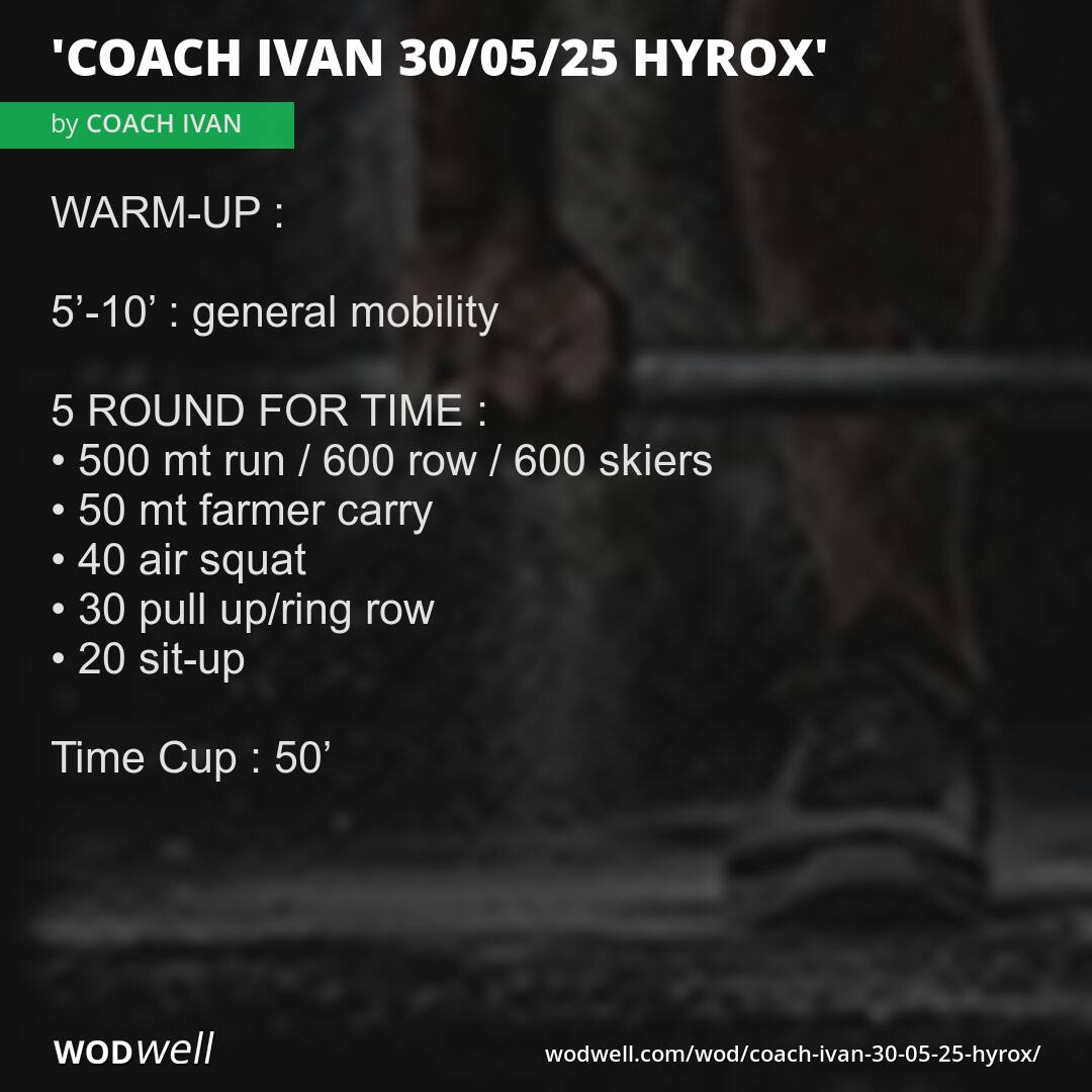 "COACH IVAN 30/05/25 HYROX" Workout, Coach Creation WOD | WODwell