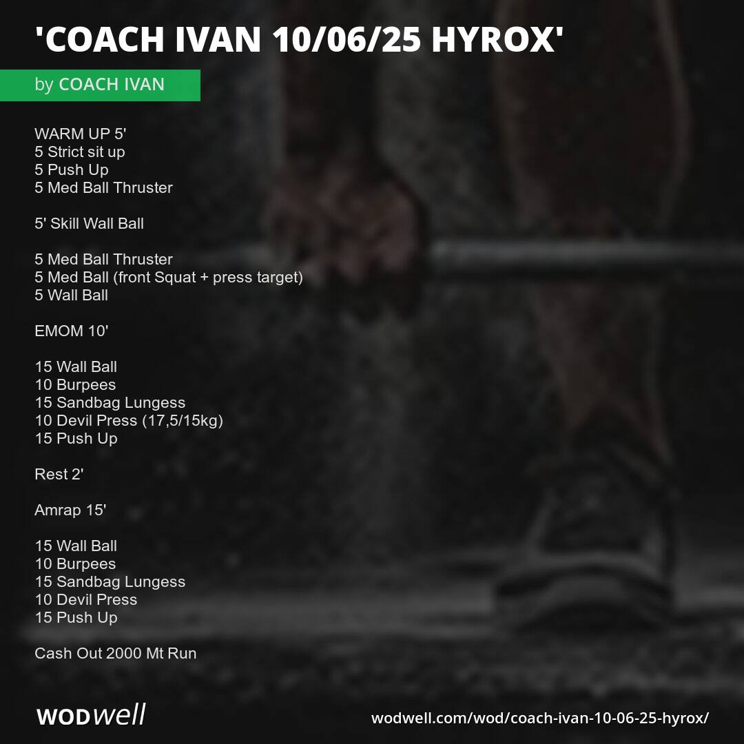 "COACH IVAN 10/06/25 HYROX" Workout, Coach Creation WOD | WODwell