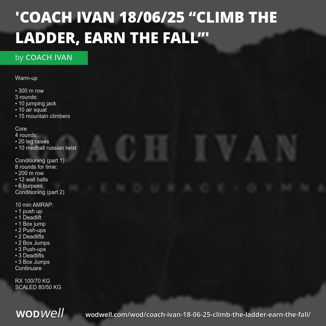"COACH IVAN 18/06/25 “CLIMB THE LADDER, EARN THE FALL”" Workout, Coach ...