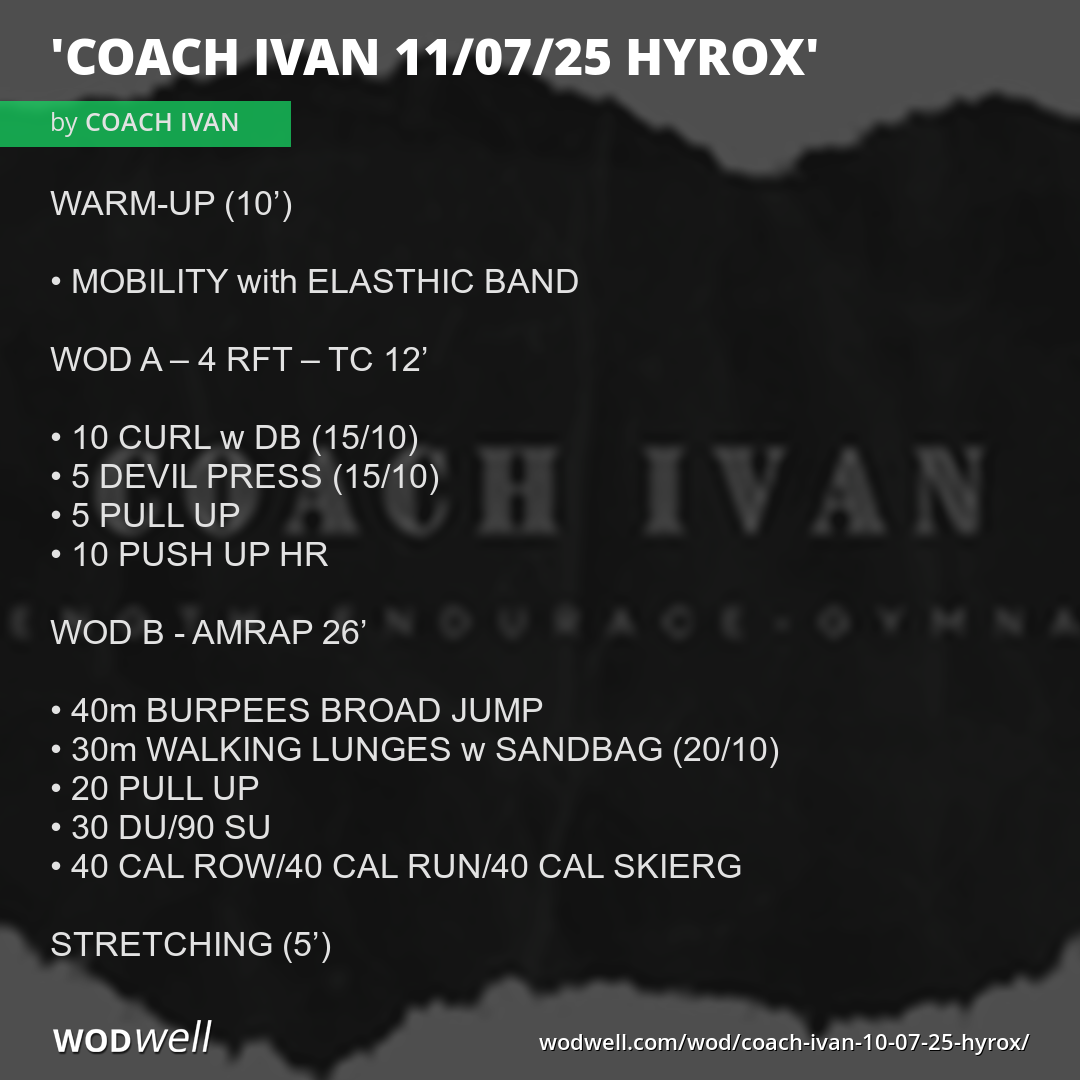 "COACH IVAN 11/07/25 HYROX" Workout, Coach Creation WOD | WODwell