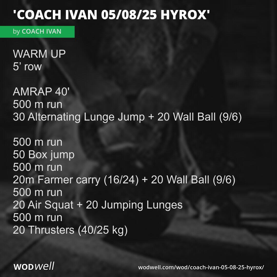 "COACH IVAN 05/08/25 HYROX" Workout, Coach Creation WOD | WODwell