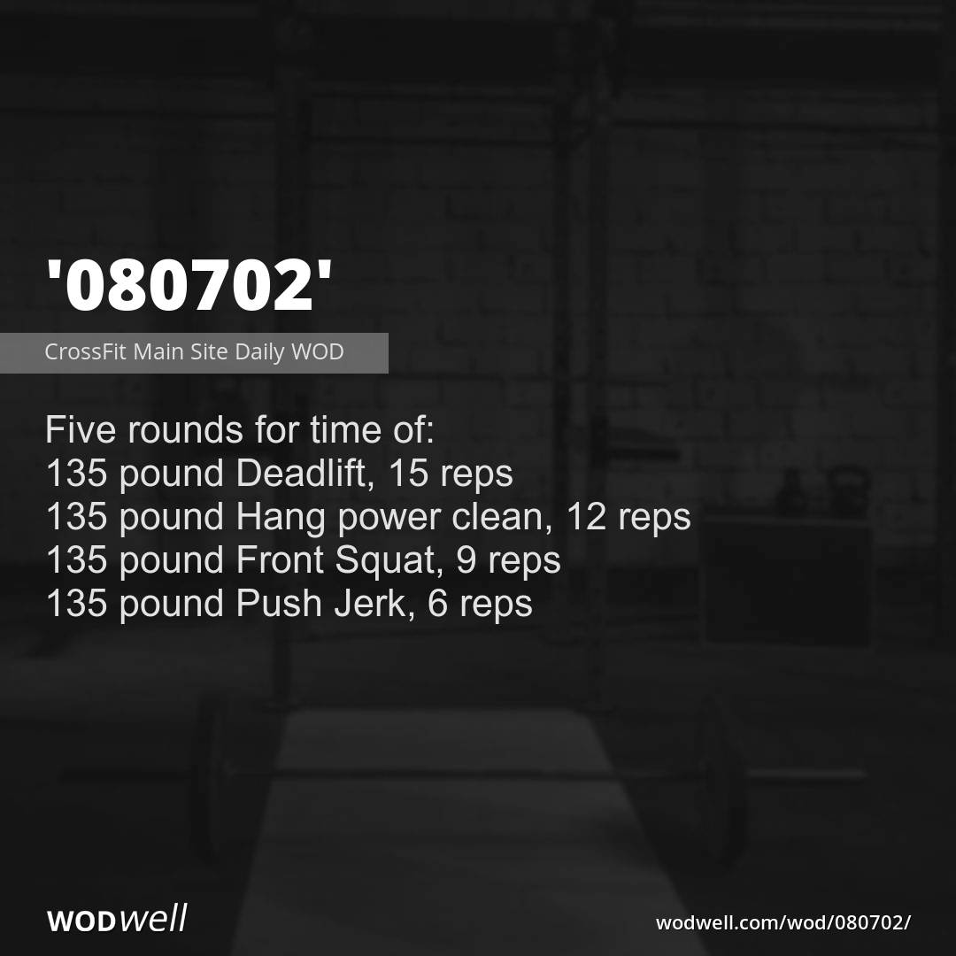 "080702" Workout, CrossFit Main Site Daily WOD | WODwell