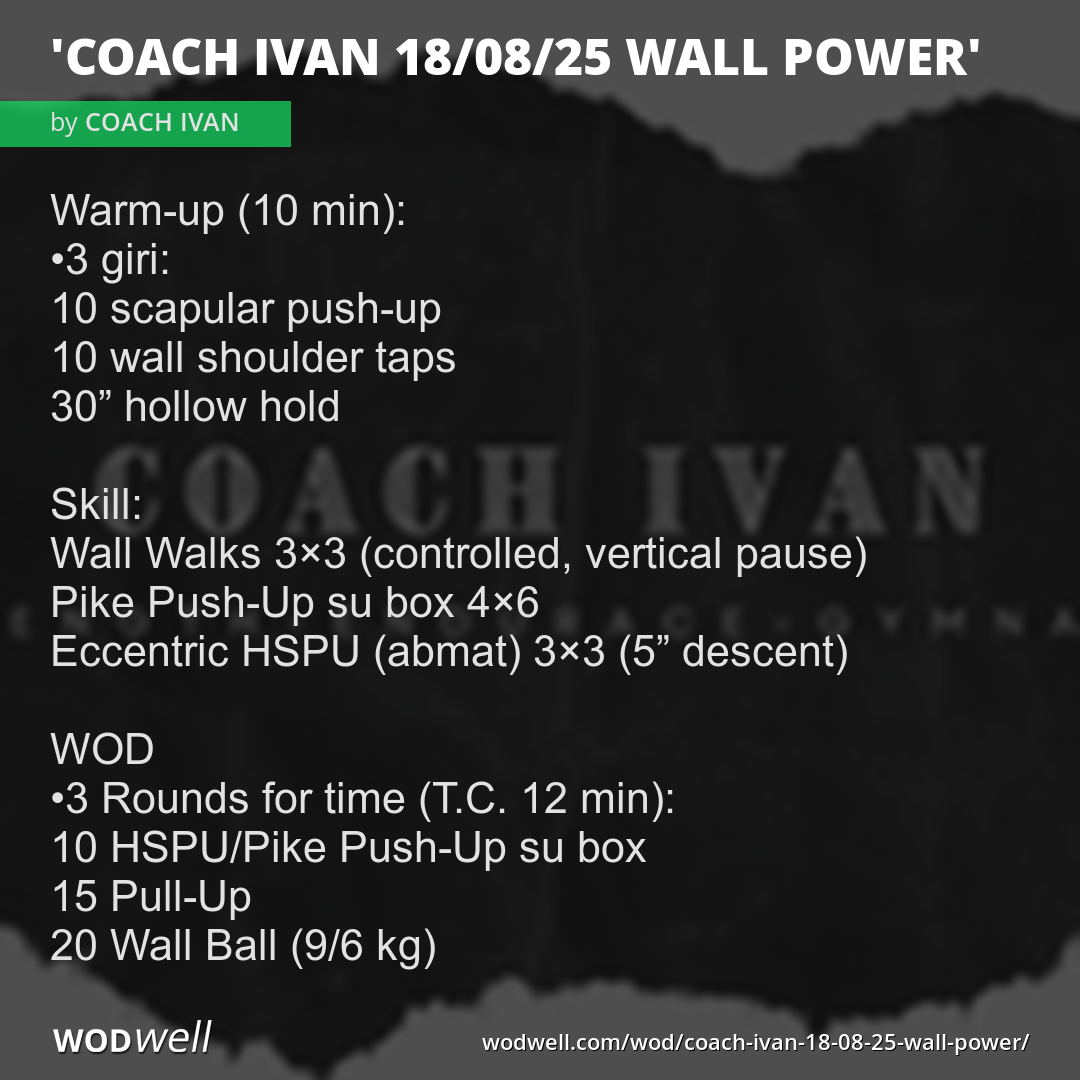 "COACH IVAN 18/08/25 WALL POWER" Workout, Coach Creation WOD | WODwell