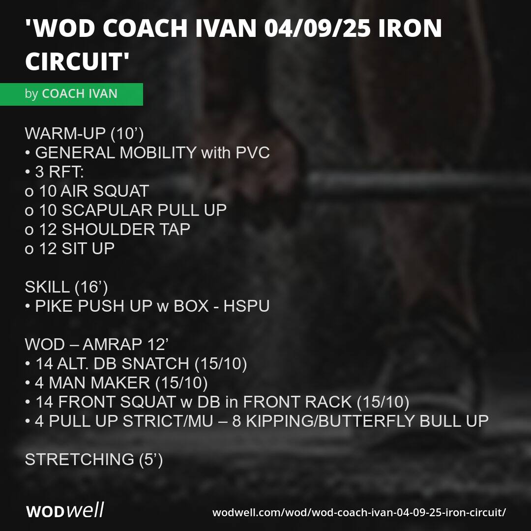"WOD COACH IVAN 04/09/25 IRON CIRCUIT" Workout, Coach Creation WOD ...