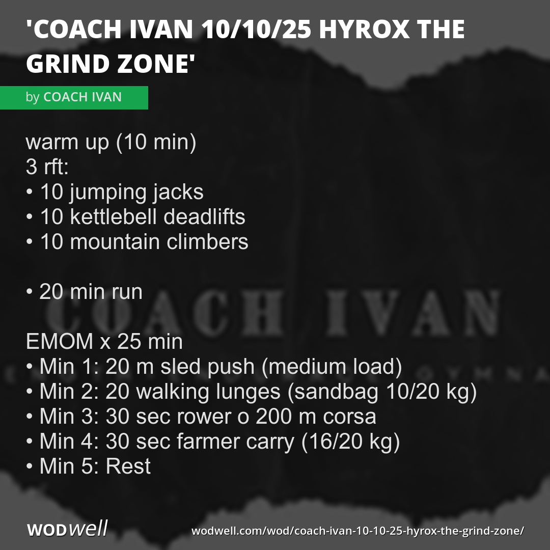 "COACH IVAN 10/10/25 HYROX THE GRIND ZONE" Workout, Coach Creation WOD ...